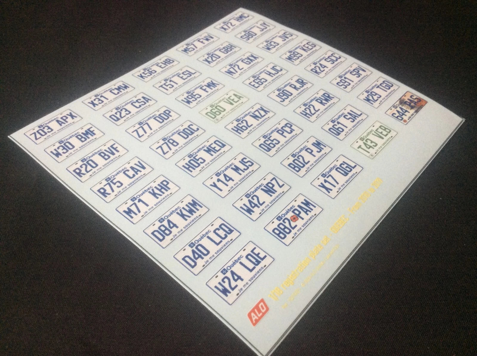 2010-2019 QUEBEC REGISTRATION PLATES 1:43, 1:24, 1:18 DECALS - FOR 40 ...
