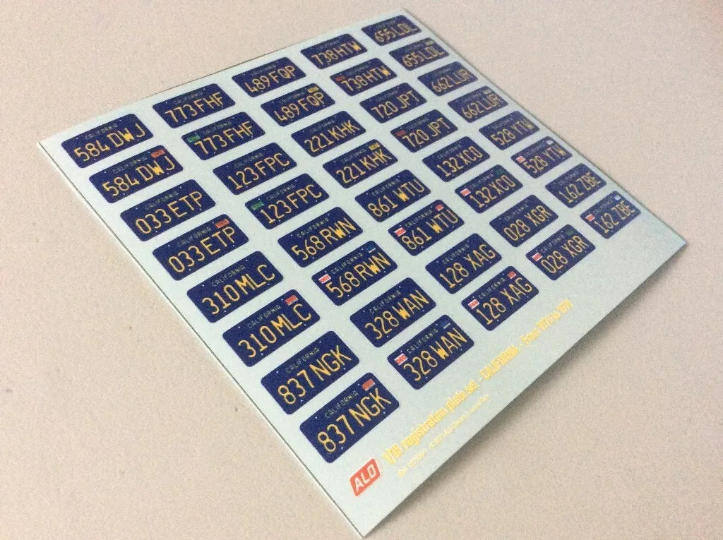 1970-1979 CALIFORNIA REGISTRATION PLATES 1:43, 1:24, 1:18 DECALS - FOR ...